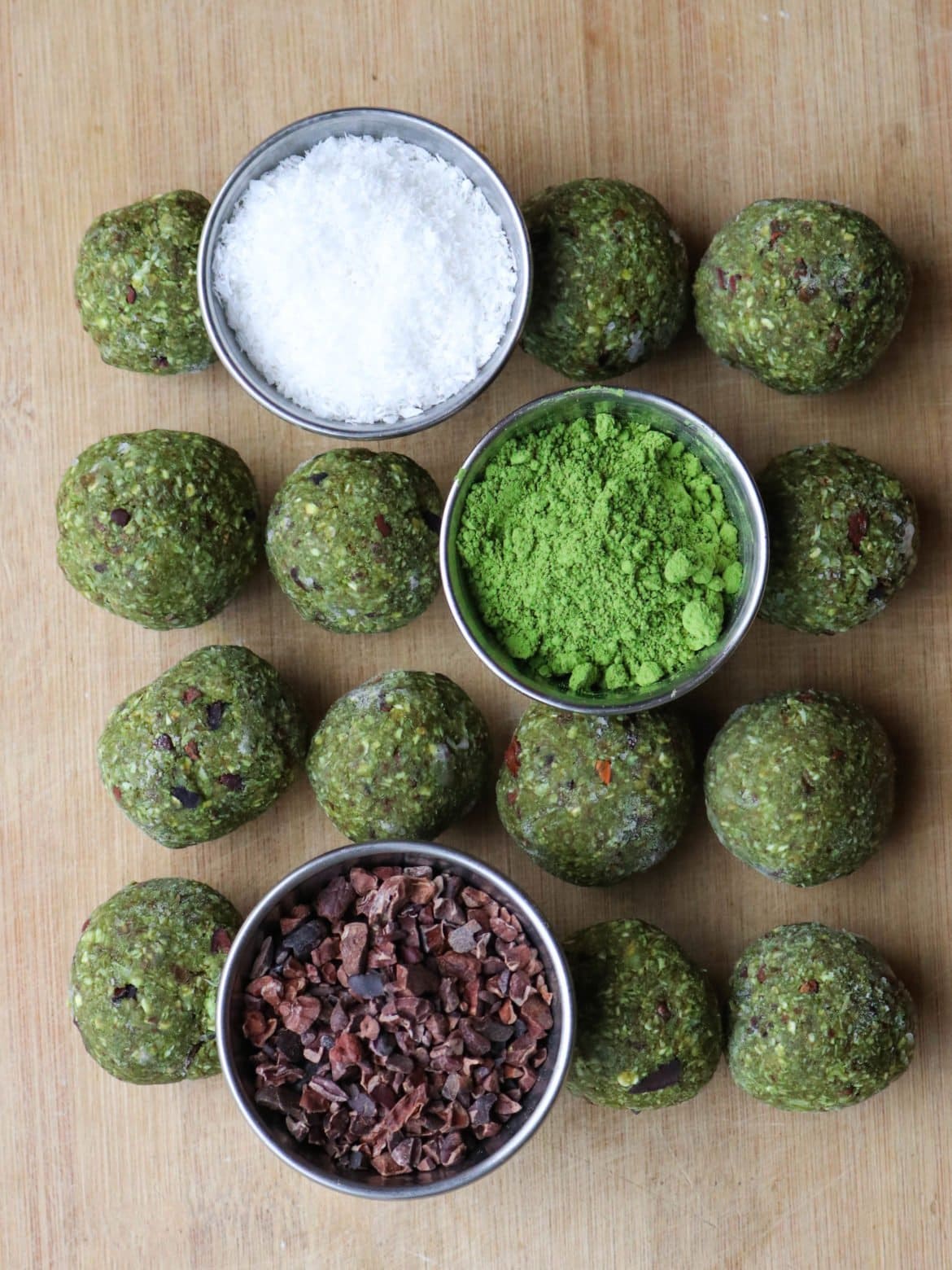 Coconut, Matcha, & Chocolate Chip Bliss Balls - From My Bowl