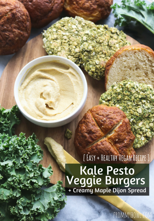 Kale Pesto Burgers with Maple Dijon Spread (Gluten Free, Vegan) - From ...