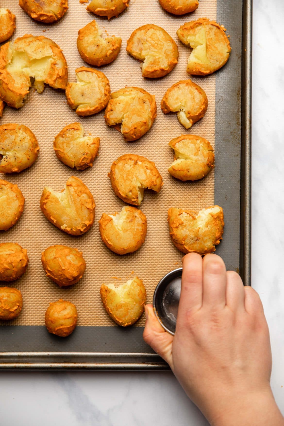 Crispy Romesco Smashed Potatoes - From My Bowl