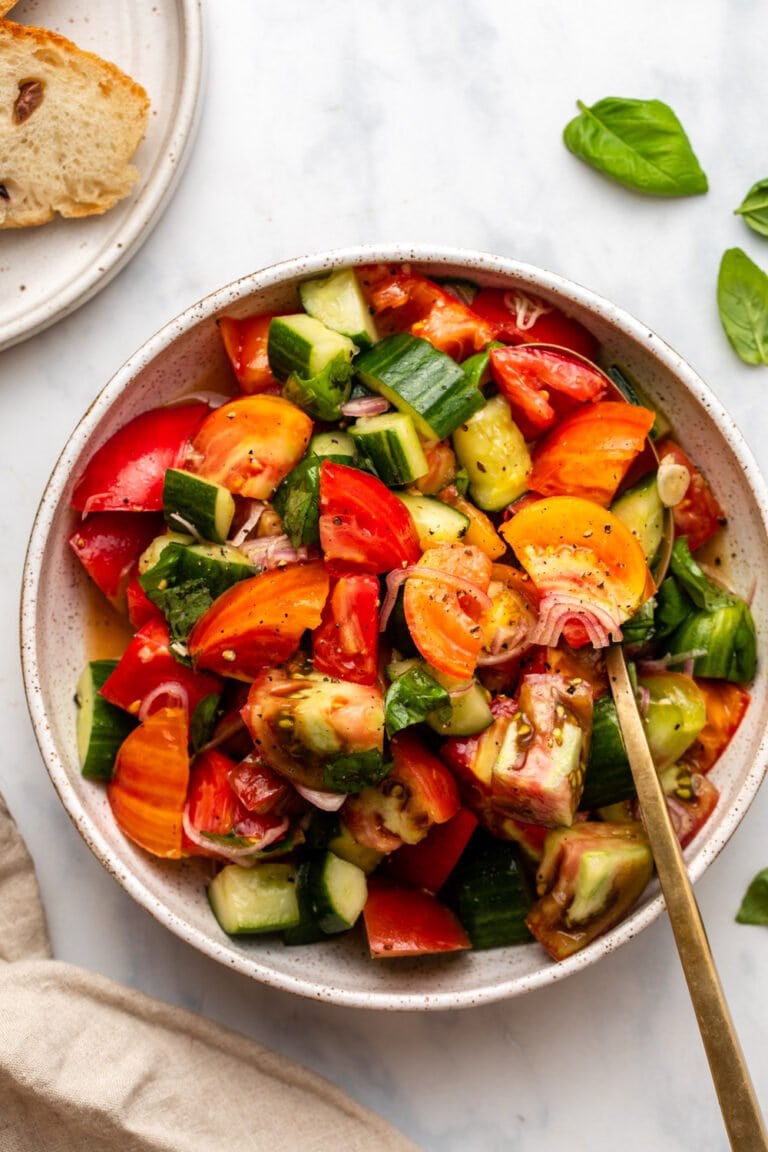 Tomato Cucumber Basil Salad (Simple & Delicious!) - From My Bowl
