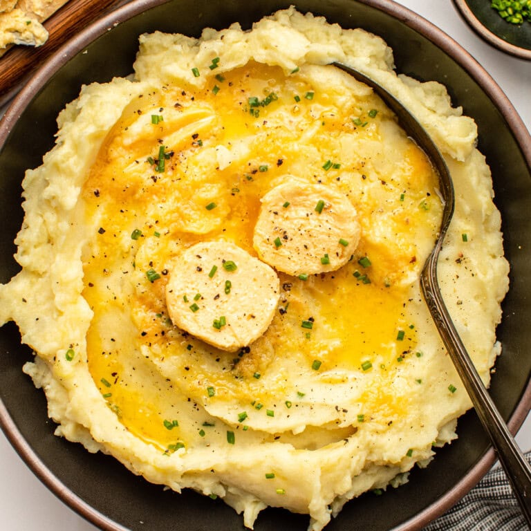 Vegan Mashed Potatoes with Garlic Miso Compound Butter - From My Bowl