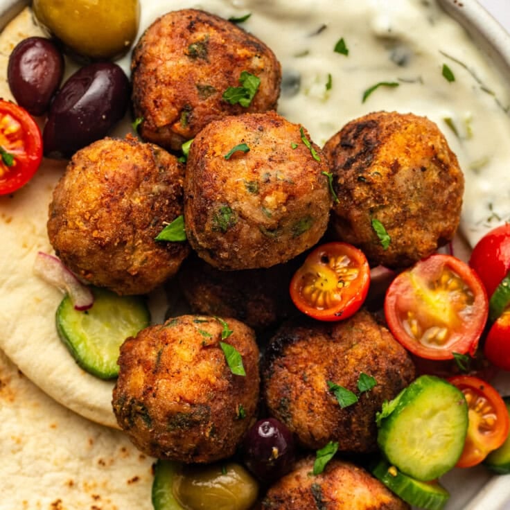 Crispy Vegan Greek Meatballs with Fresh Herbs - From My Bowl